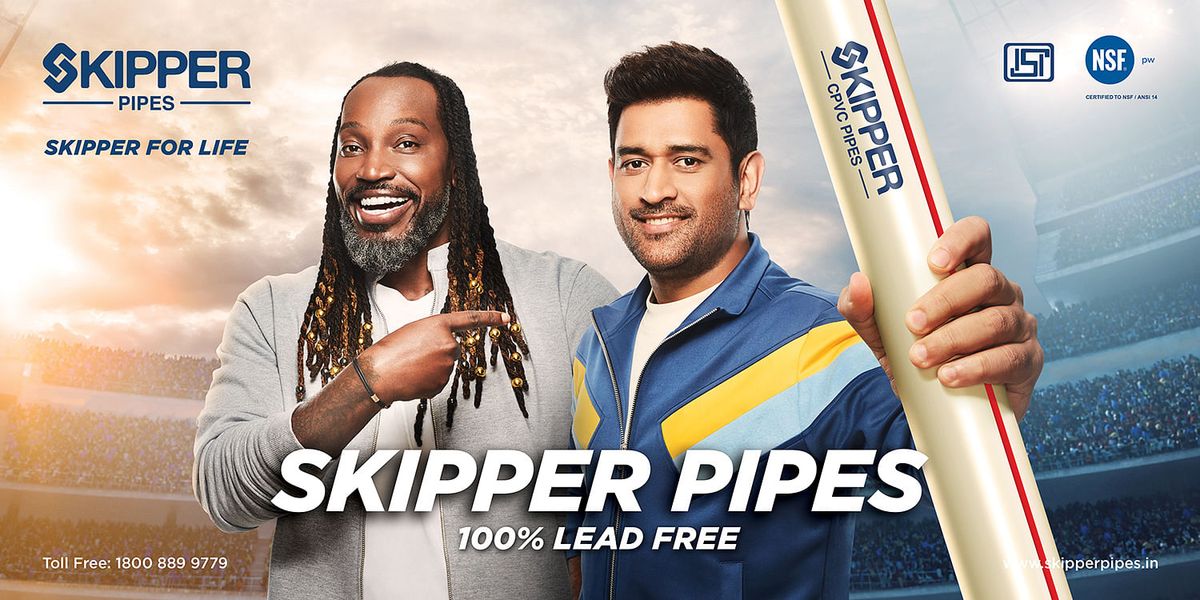 Skipper Pipes launches a TVC with M.S. Dhoni and Chris Gayle