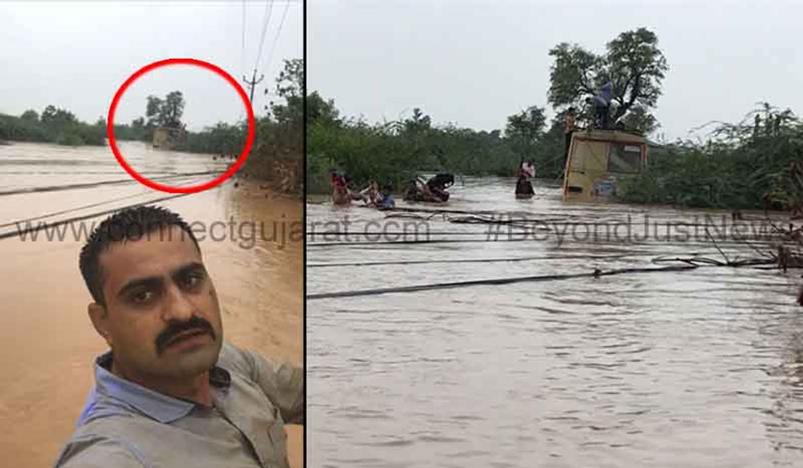ST Bus Stuck in River Flow at Zaghadia