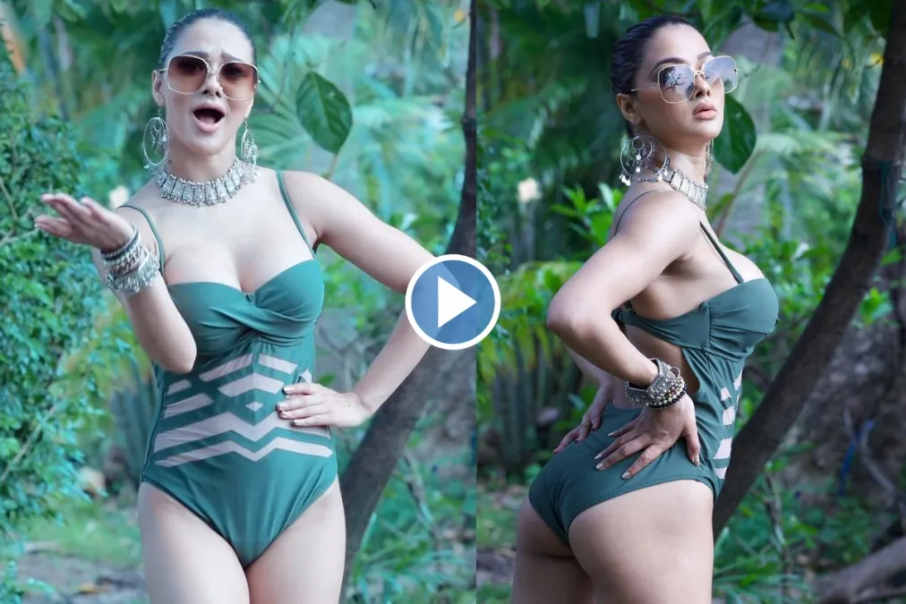 Namrata Malla dazzles in a green monokini, the curves and curls make ...