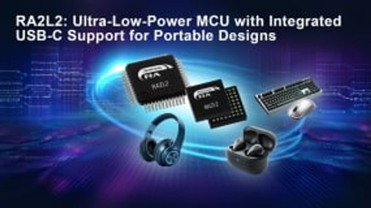 Renesas brings USB-C Rev. 2.4 support to ultra-low-power RA2L2 MCU Group