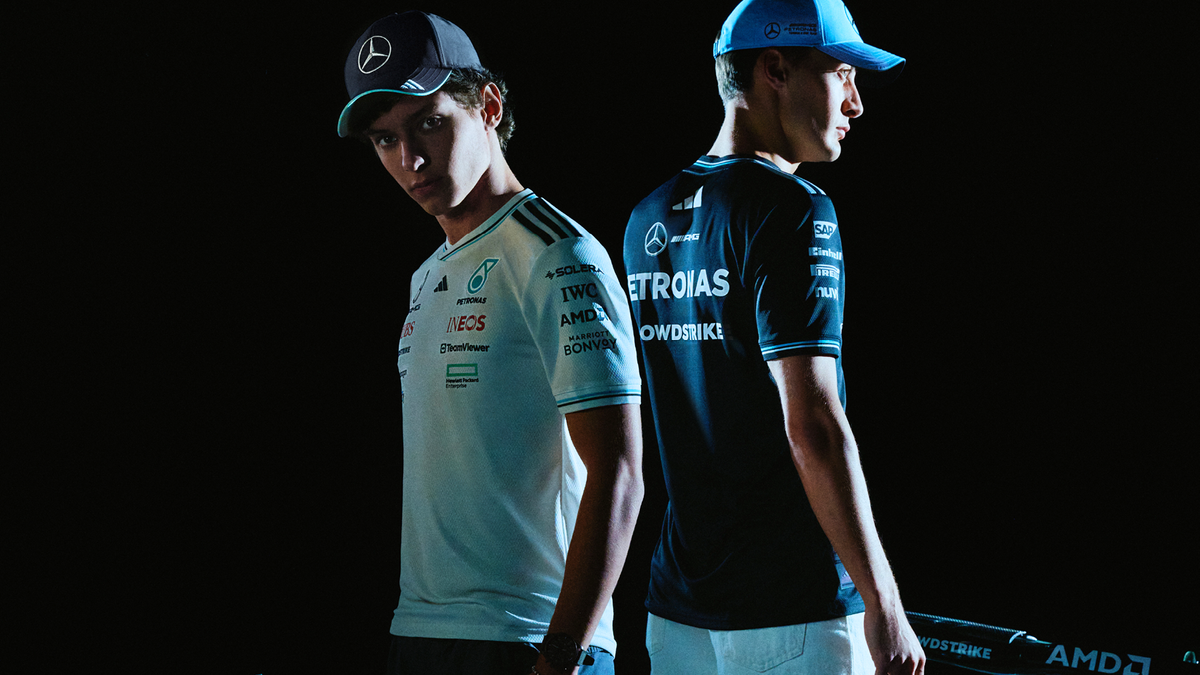 ELLE Exclusive: George Russell & Kimi Antonelli Unveil adidas x Mercedes-AMG PETRONAS F1 Fanwear ...