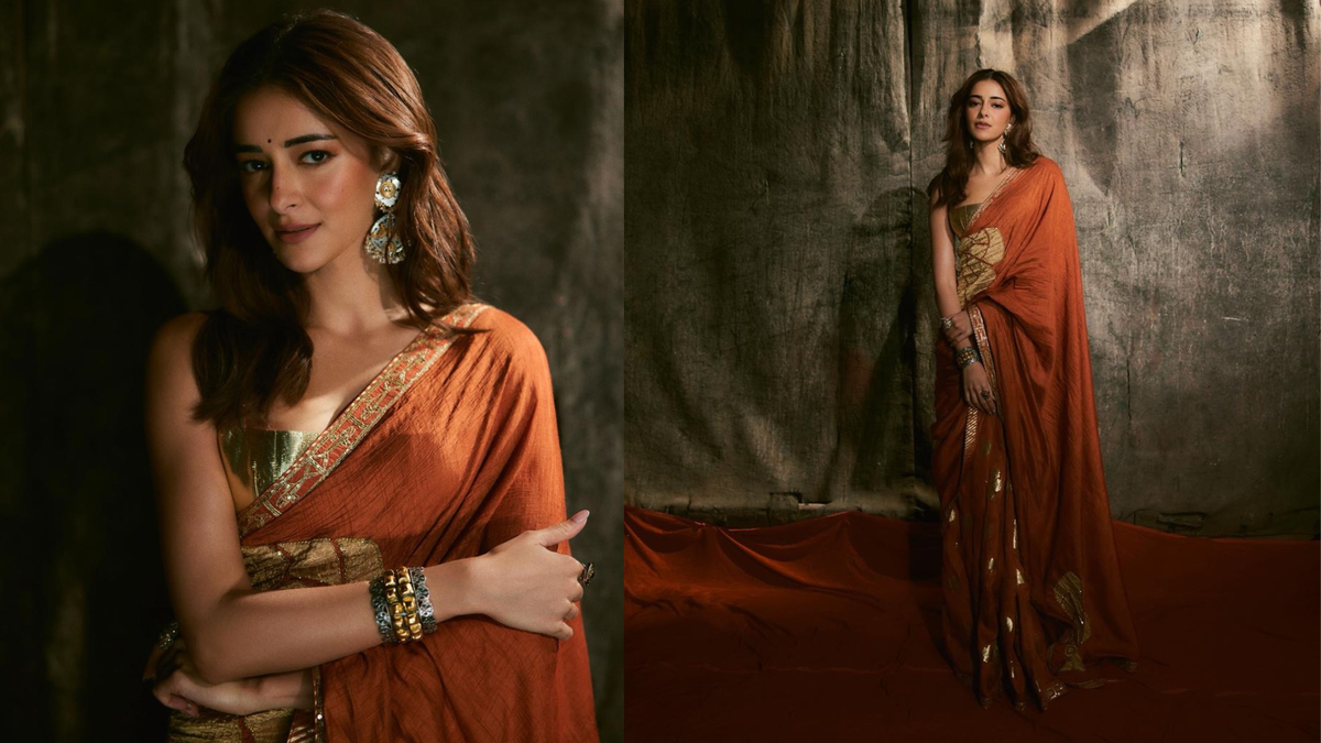Rust & Gold: Decoding Ananya Panday’s Modern Drape
