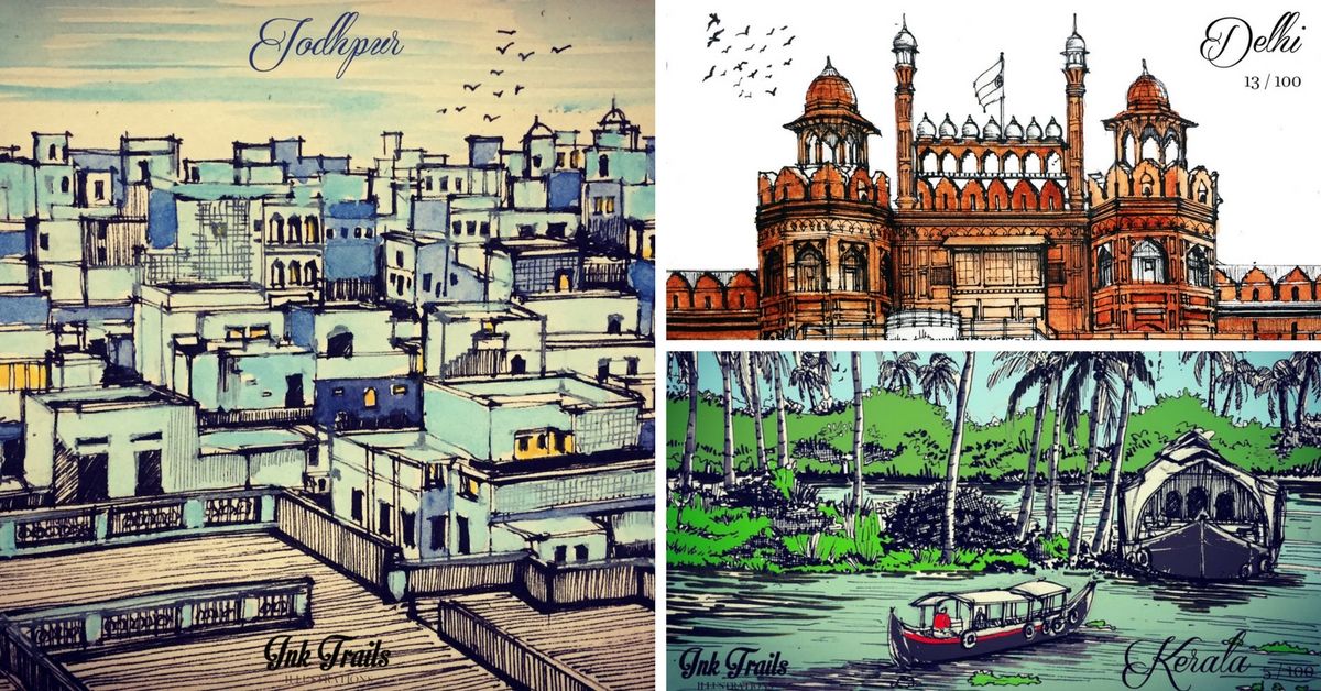 Illustrations of Incredible India: An Ink Trails project by Archana Pereira