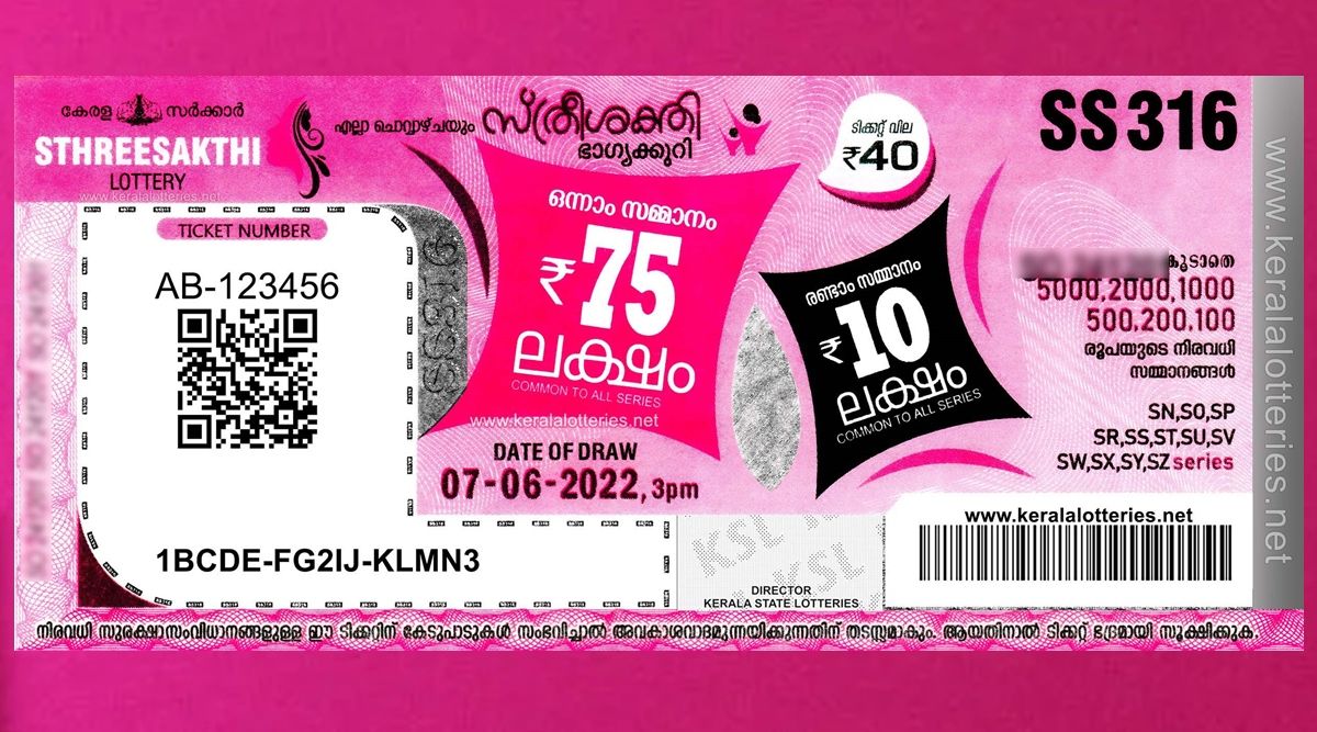 Kerala Lottery Result, Kerala Lottery Result Sthree Sakthi SS-335 ...