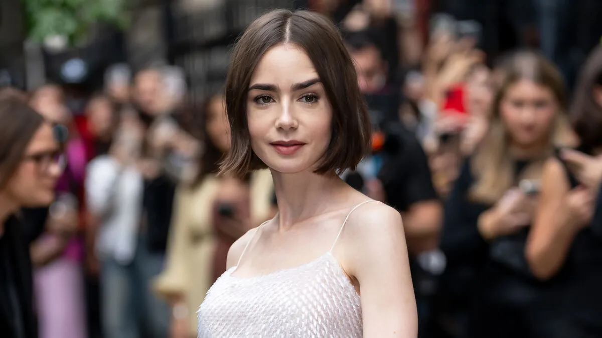 Lily Collins Makes a Dazzling Return to NYFW in Sequined Co‑Ord at Calvin Klein Spring 2026