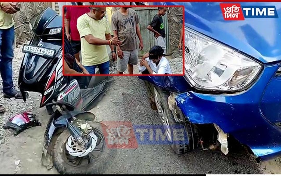Youth's Scooty Stunt Ends In Head-On Crash with Car In Guwahati