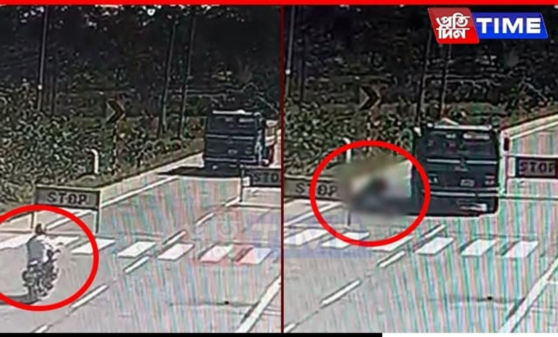 Assam: CCTV Captures Fatal Dumper-Bike Collision at Dhola Checkpoint