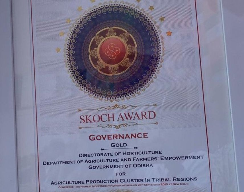 Odisha bags SKOCH Award for 'Agriculture Production Cluster'
