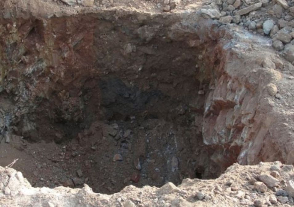 Dog, 2 bikes fall into pit as road caves in Delhi