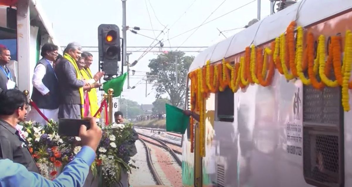President Droupadi Murmu flags off 3 new trains at Badampahar Railway ...