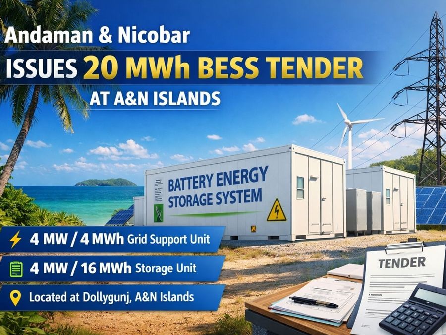 Andaman & Nicobar Seeks Bids For Upto 20 MWh BESS Project