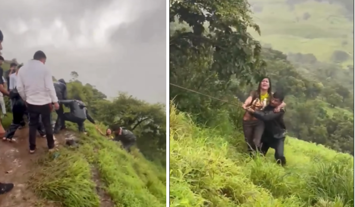 Video: Pune Woman Rescued After Falling 100 Feet Into Gorge While ...