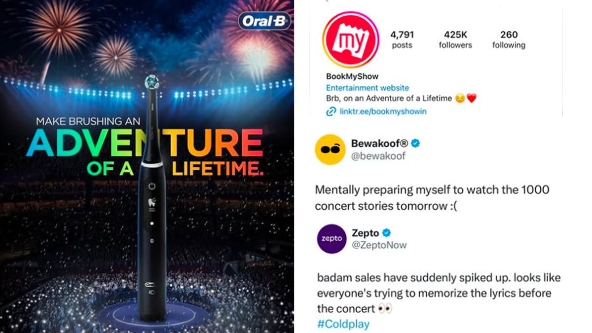 Brands tap into fans' excitement with creatives for Coldplay concert