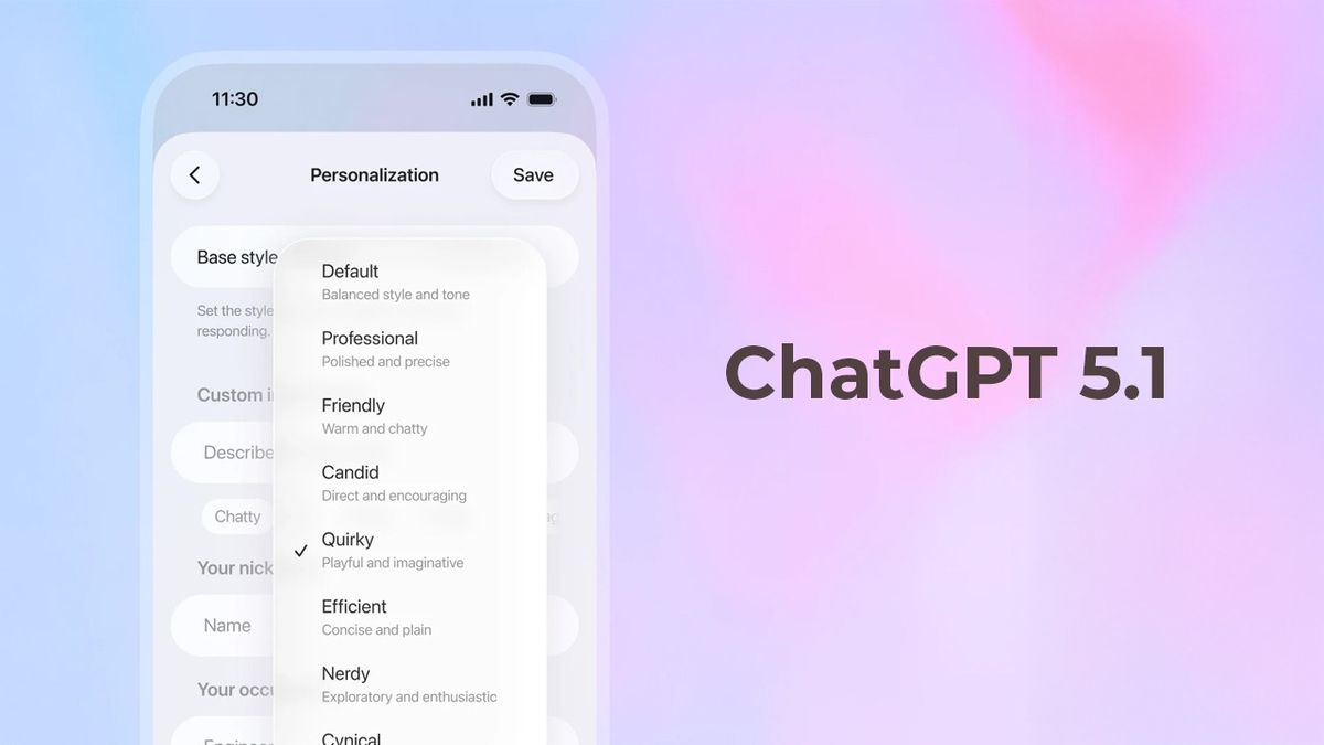 OpenAI rolls out ChatGPT 5.1 with two different models