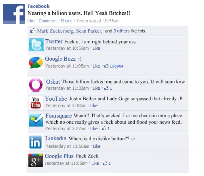 Cartoon:Twitter bites Facebook's a**