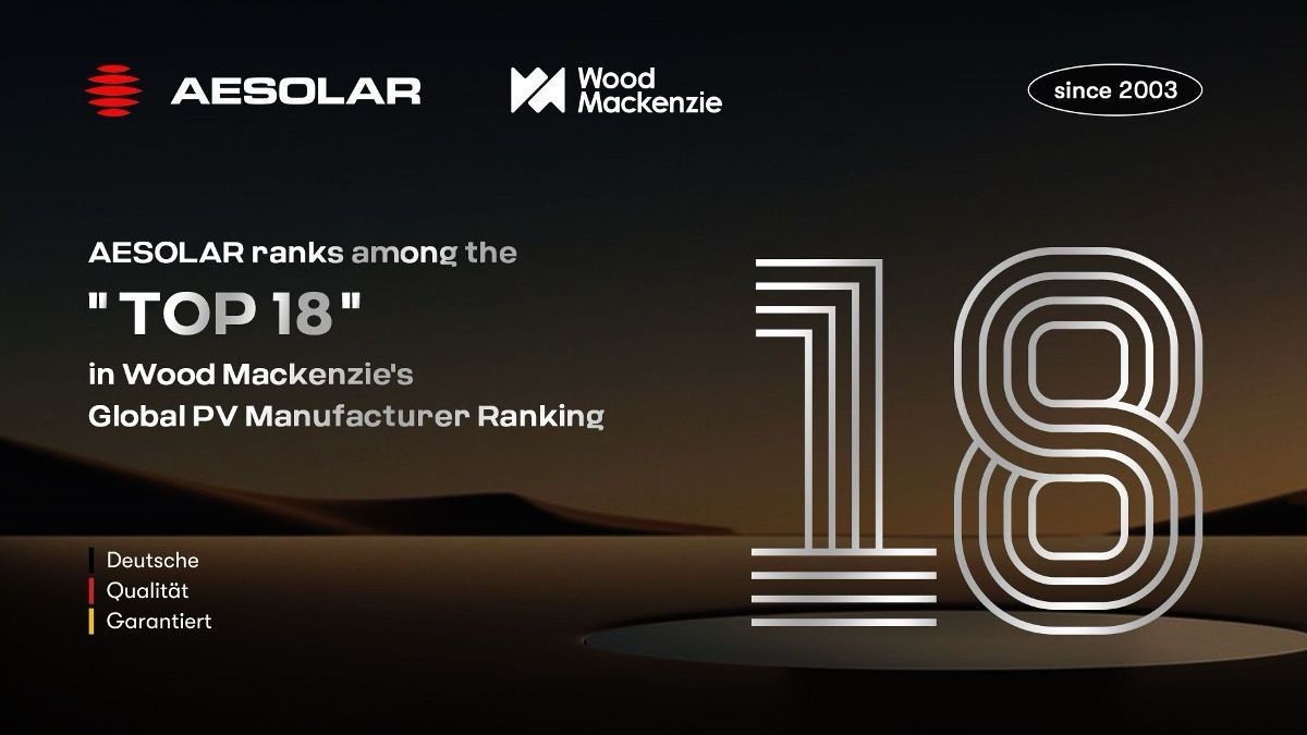 AESOLAR ranked 18th in Wood Mackenzie 2025 global PV module rankings