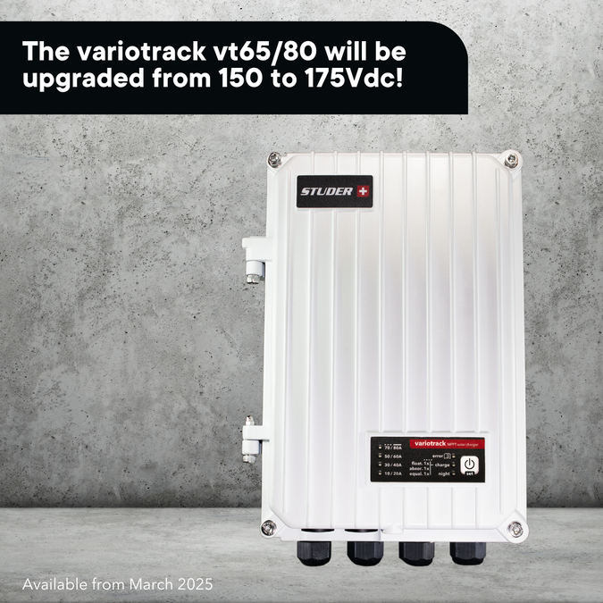 Studer upgrades Variotrack VT65/80 to support 175 Vdc input
