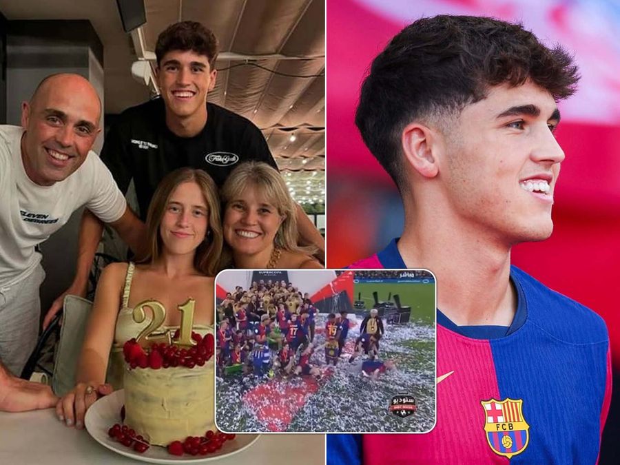 Pau Cubarsi's father steals the show with a unique 'Knee-slide" as ...