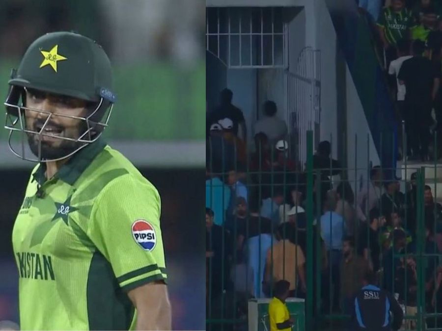 Disappointed Pakistani fans leave stadium after Babar Azam is dismissed ...