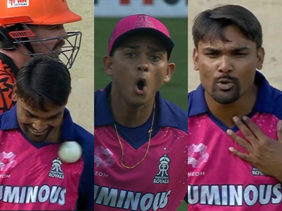 WATCH: Yashasvi Jaiswal's direct throw hits Sandeep Sharma on chest during SRH vs RR game
