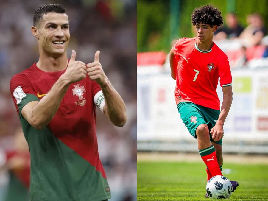 Cristiano Ronaldo pens down six-word message following his 14-year-old son's debut for Portugal U15