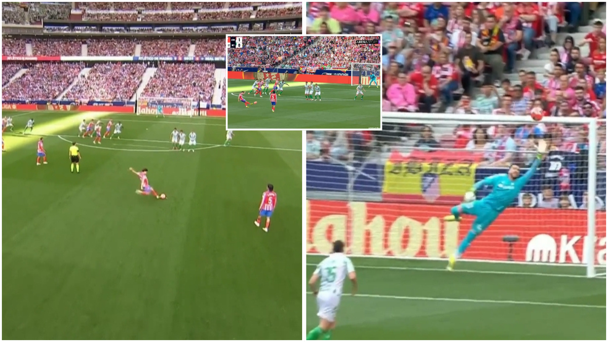 Alternate angles of Julian Alvarez's stunning long-range free kick ...