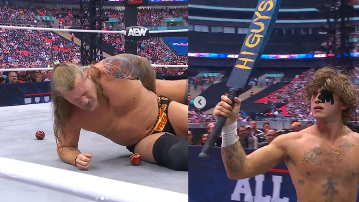 WATCH: Hook hits Chris Jericho with Cricket bat and cork ball at AEW ...
