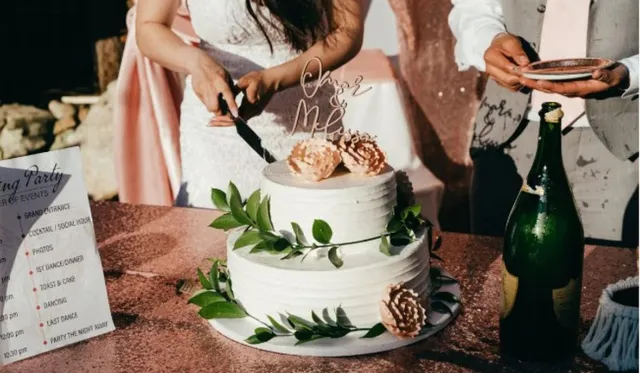 smashed wedding cake